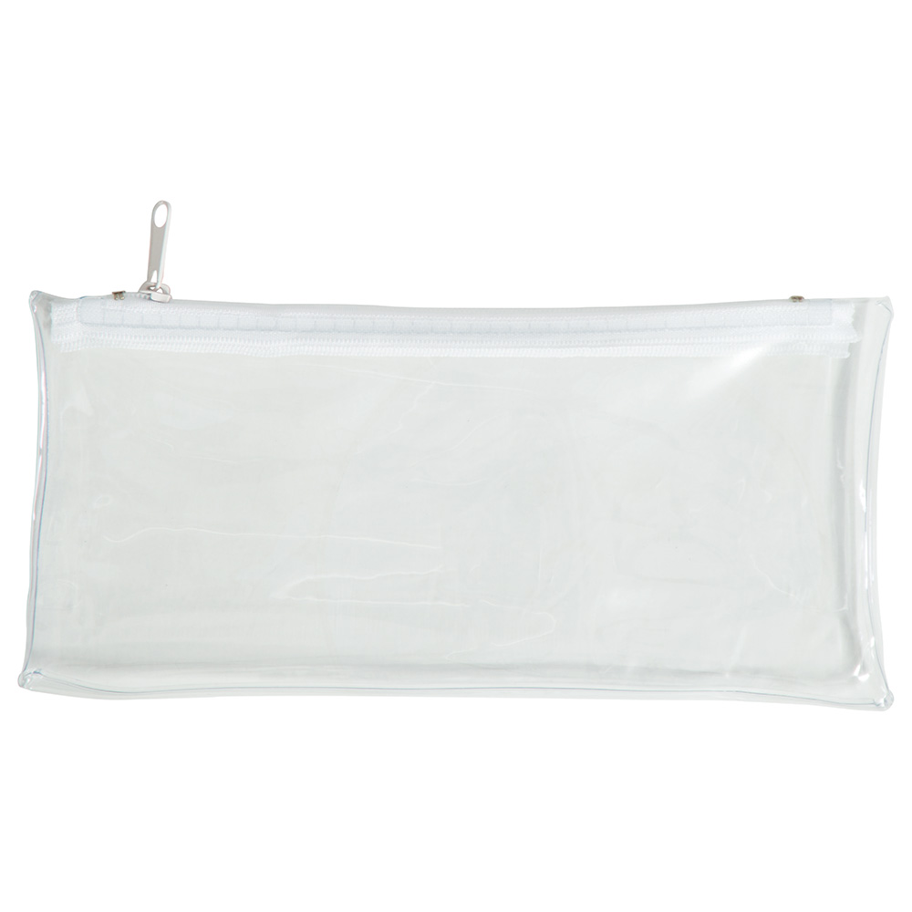 PVC Pencil Case (UK Stock: Clear with White Zip)