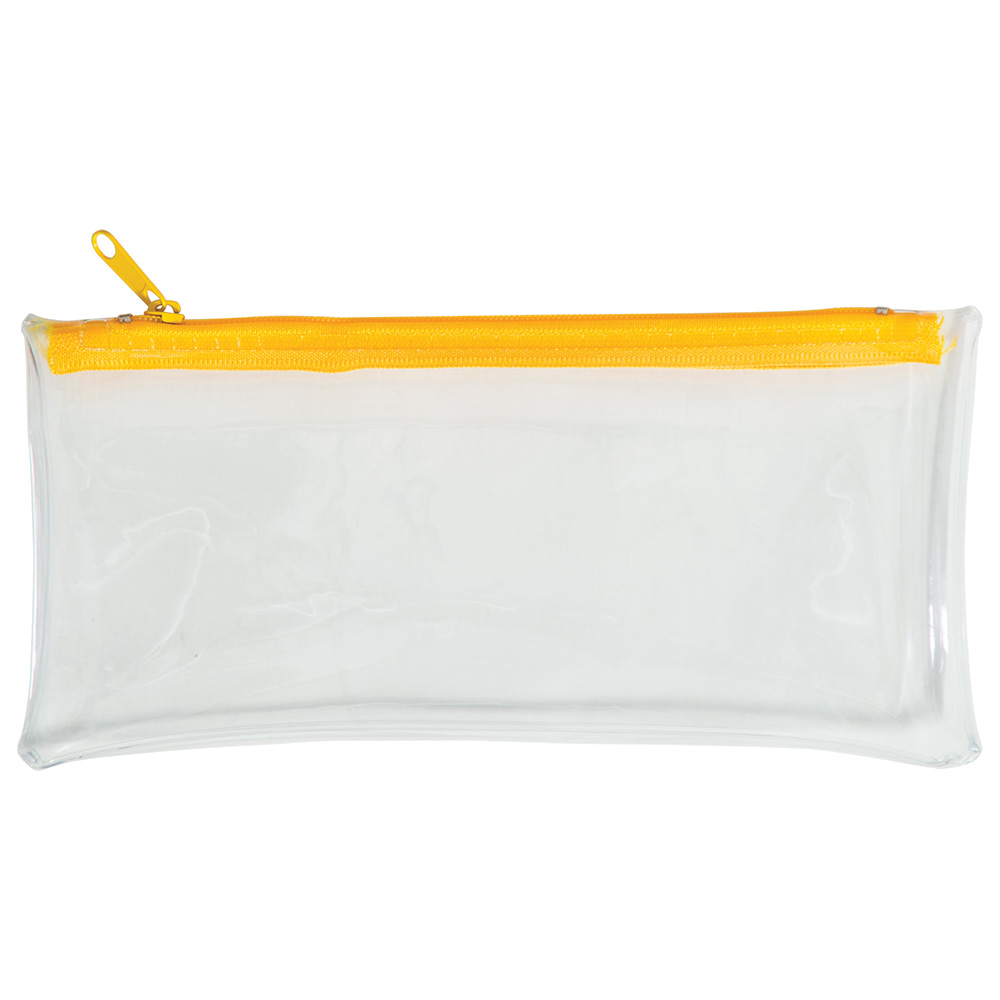 PVC Pencil Case (UK Stock: Clear with Yellow Zip)